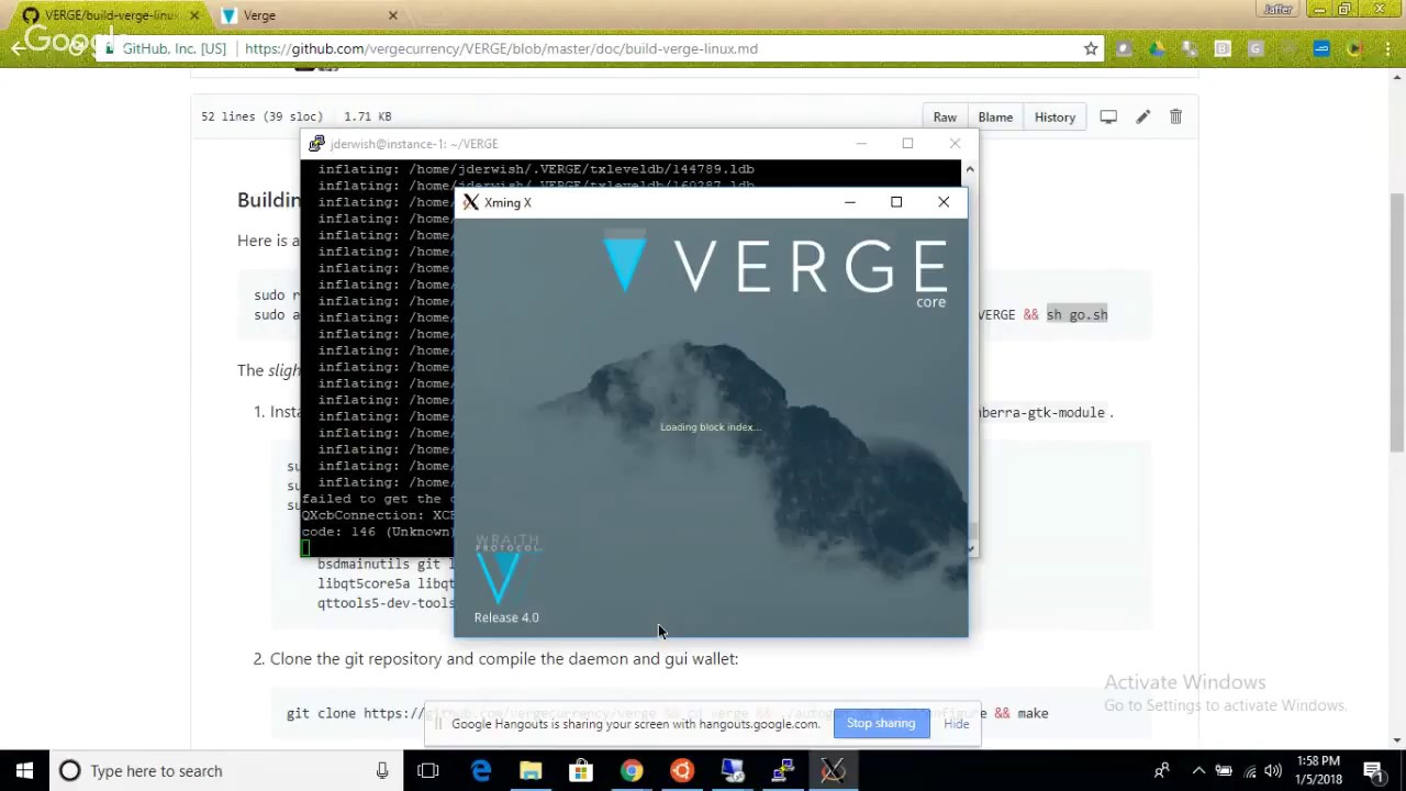 Wraith Verge Coin Wallet 4.0 from Github Source Code on Ubuntu and Sending/Receiving Coins