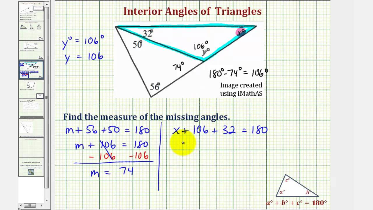 Ex 2: Find the Measure of an Interior Angle of a Triangle