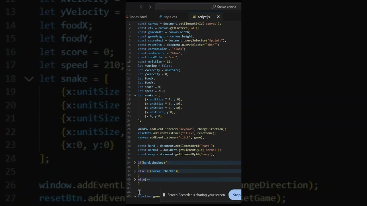 snake Game with Javascript beginner. Easy