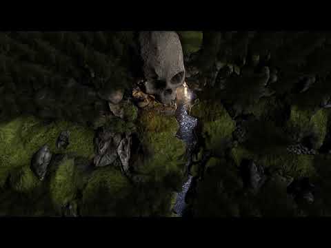 Night Animated living D&D battle map, skull cave