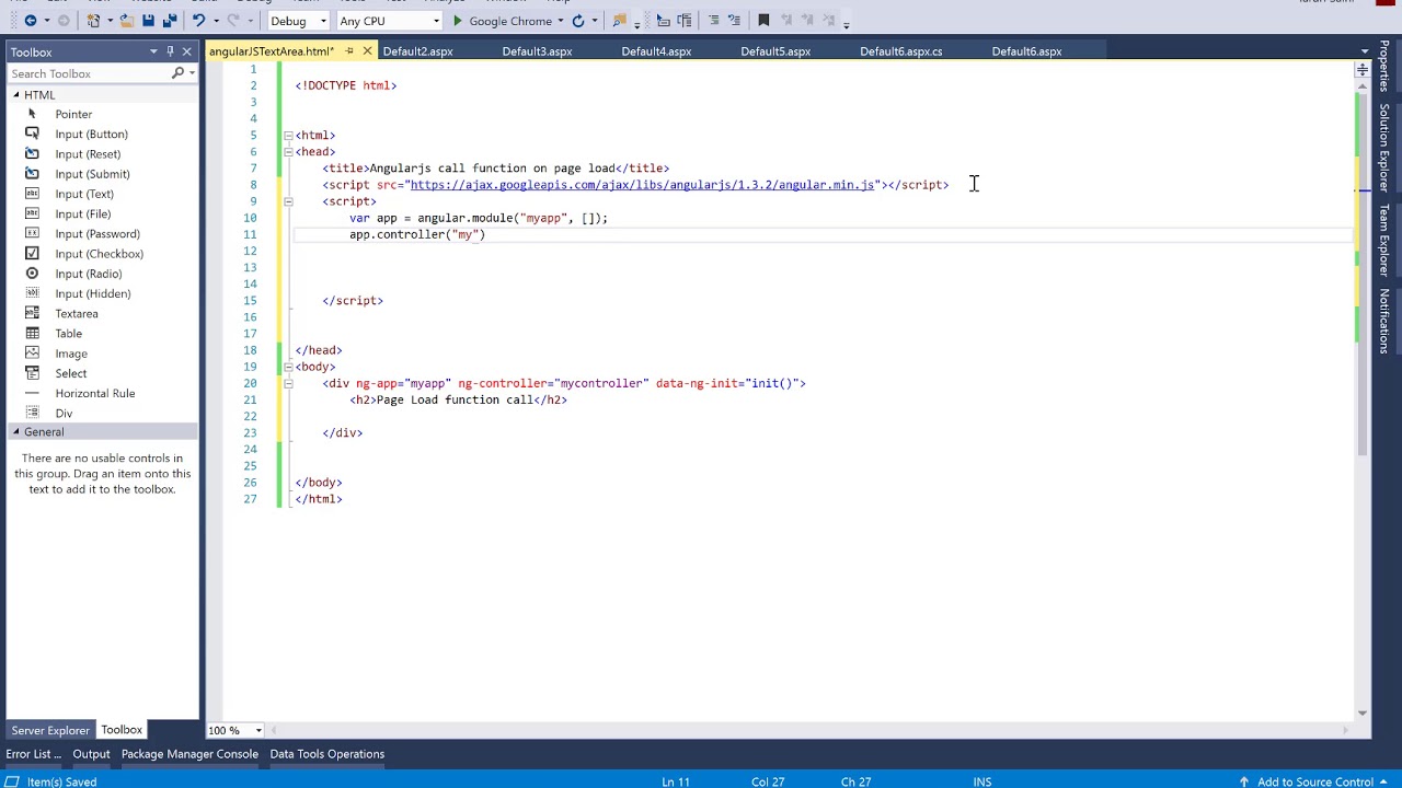 Angular JS : function call on page load