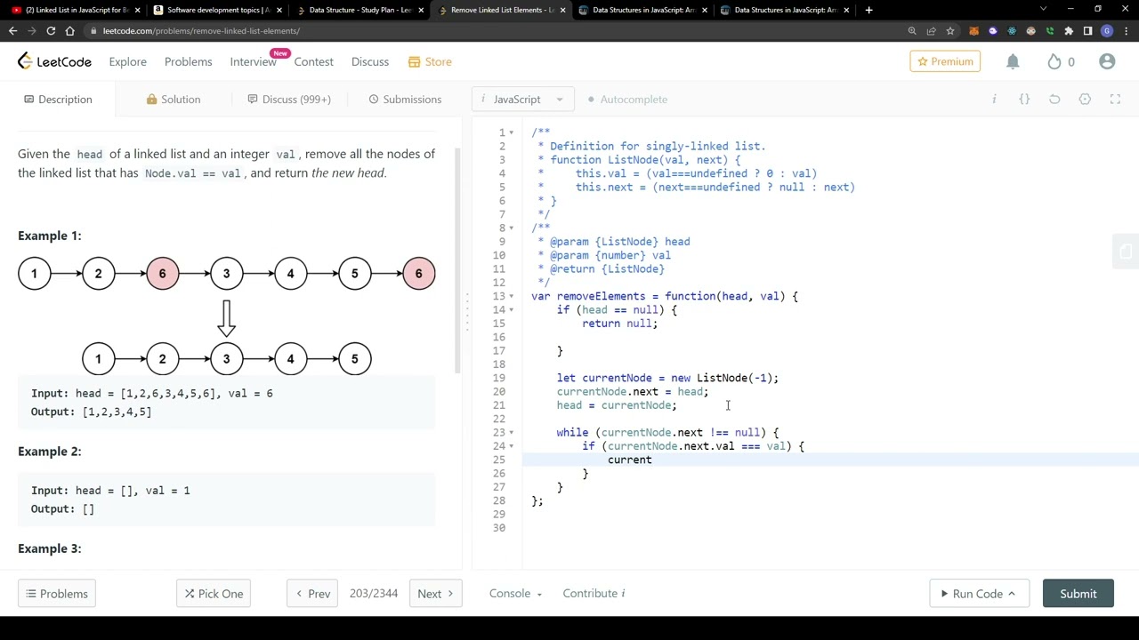 203. Remove Linked List Elements Leetcode (Amazon Interview) Javascript