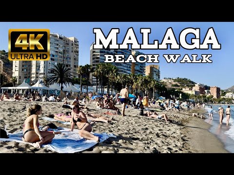 MALAGA Spain, hot summer in La Malagueta Beach | Costa Del Sol Andalusia [4k]