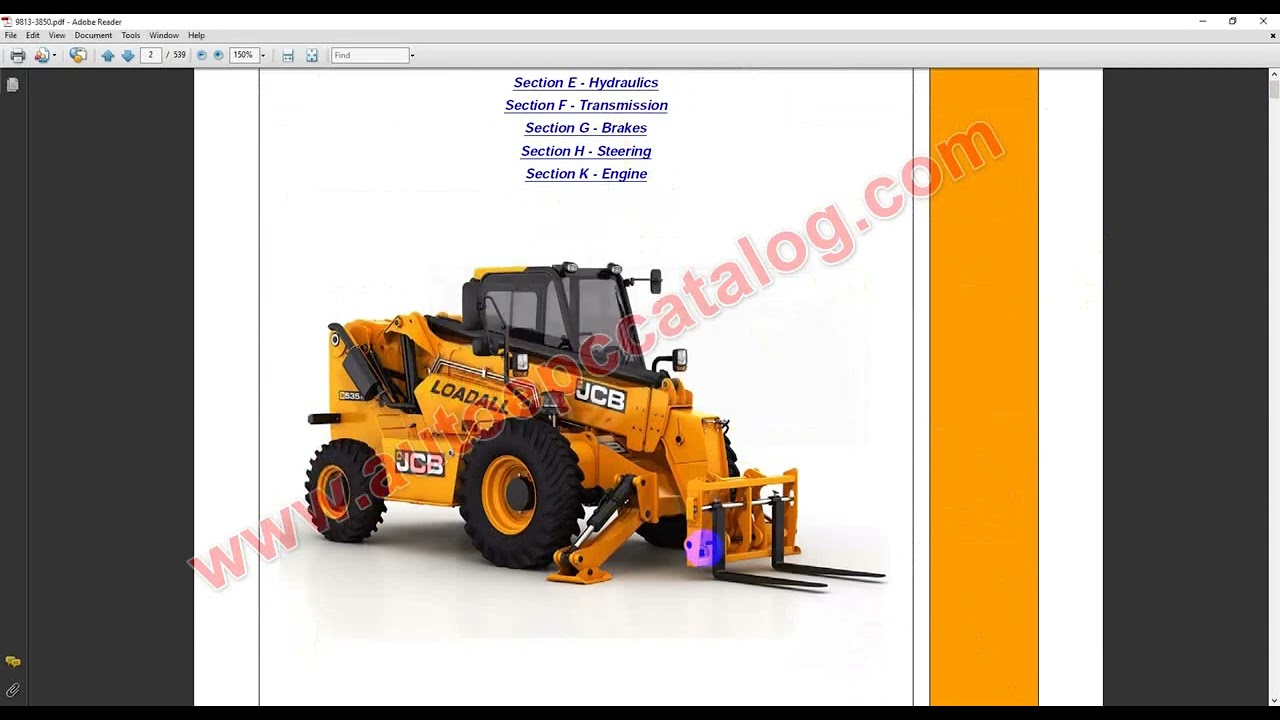JCB Heavy Duty Machine Service Manual 2018 PDF Collection