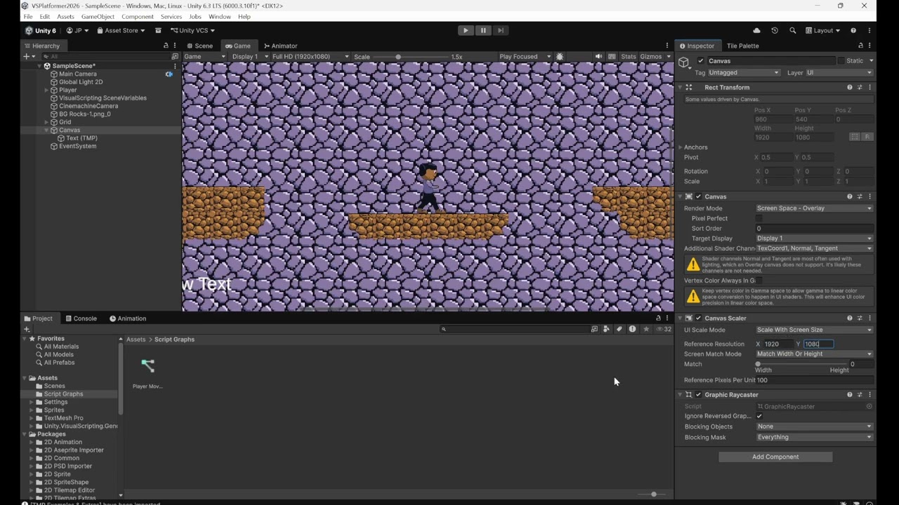 Unity 6.3 Visual Scripting Platformer 13 - UI Setup