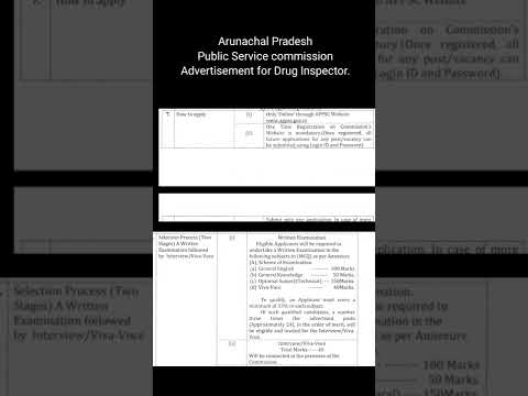 Arunachal Pradesh Public Service Commission Advertising Drug Inspector #shorts