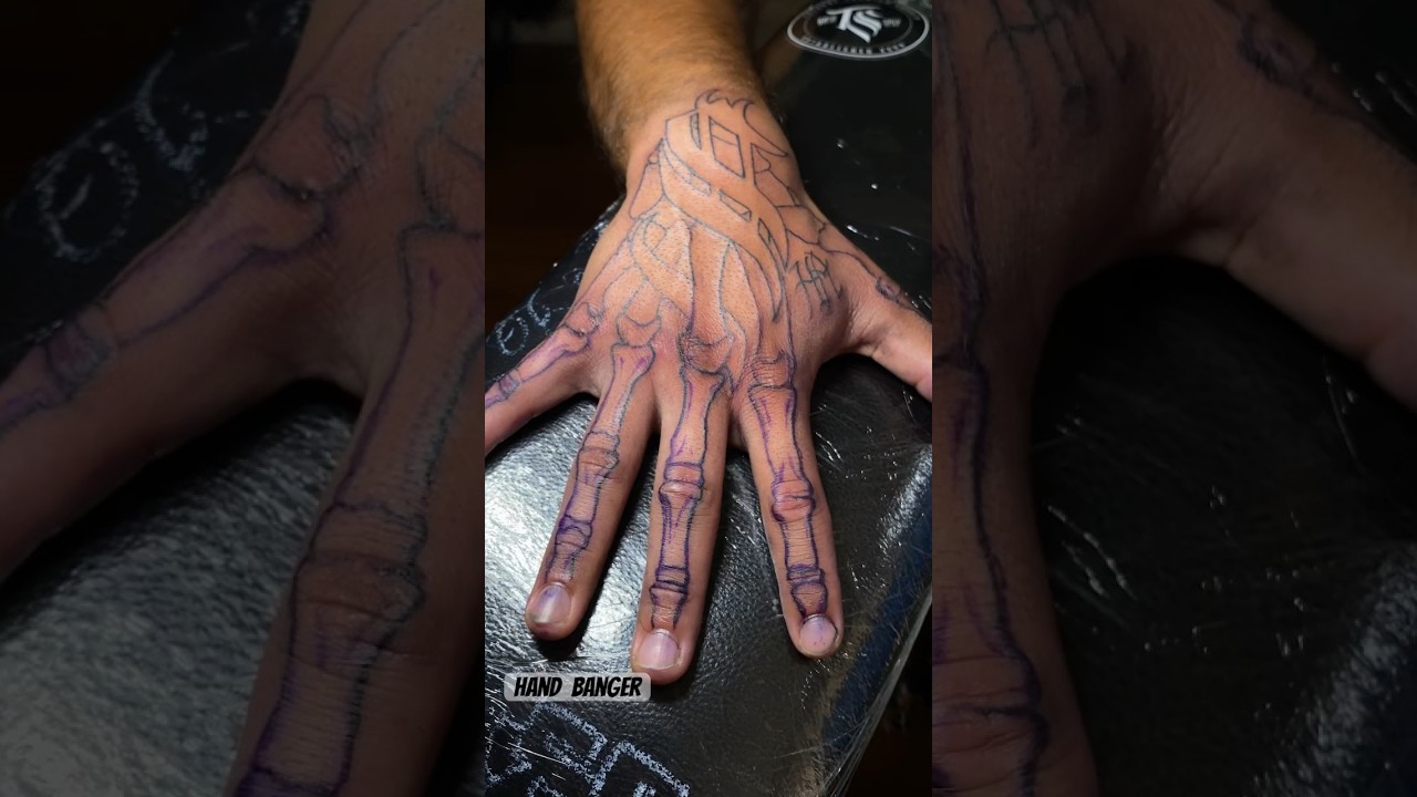 Skeleton hand tattoo #bishoprotary #blackandgreytattoo #handtattoo