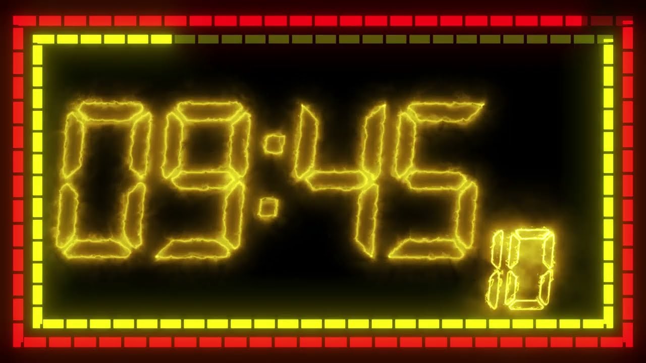Electric Neon Countdown Timer | Digital Clock Animation | 10 Minute Timer VFX 4K