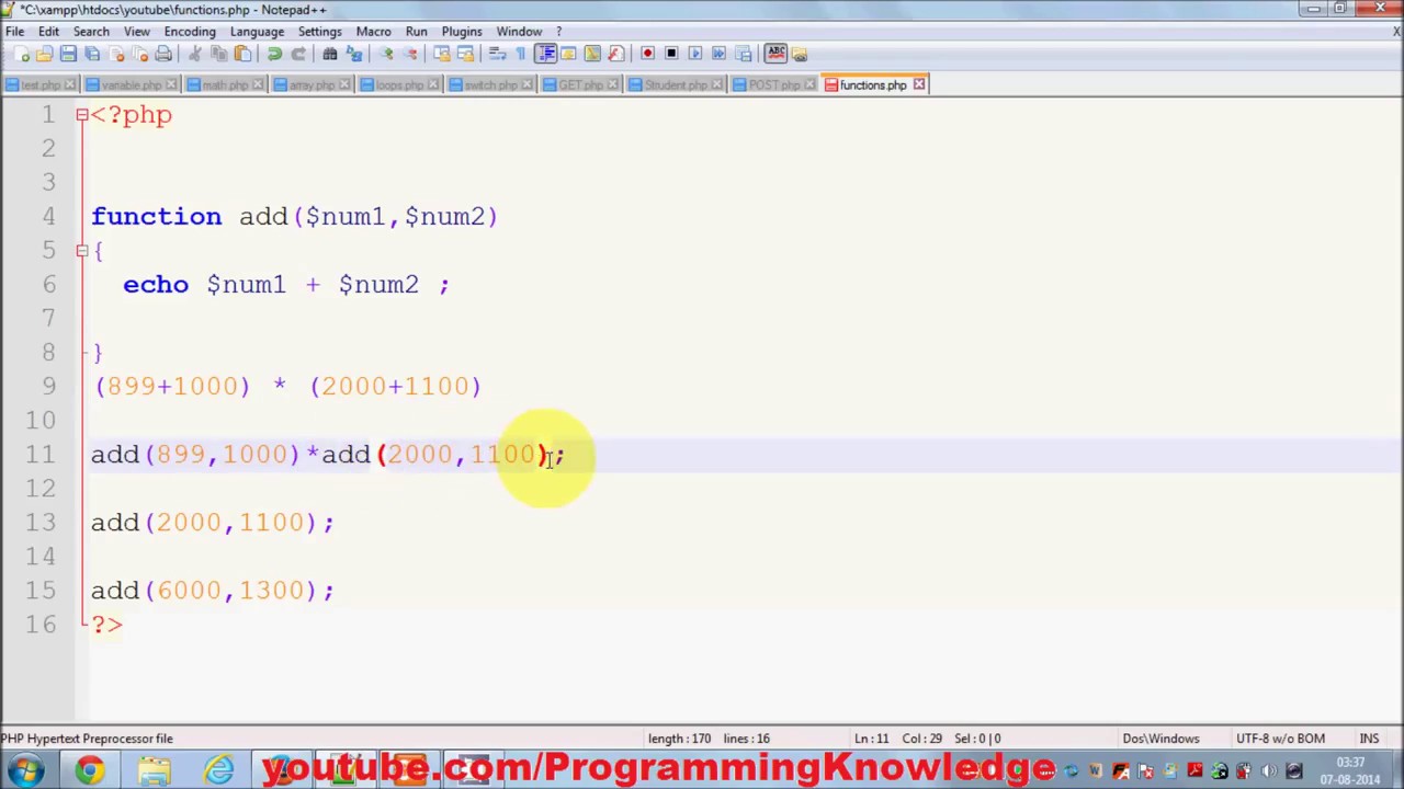 PHP Tutorial for Beginners 21 # Functions with a Return Value
