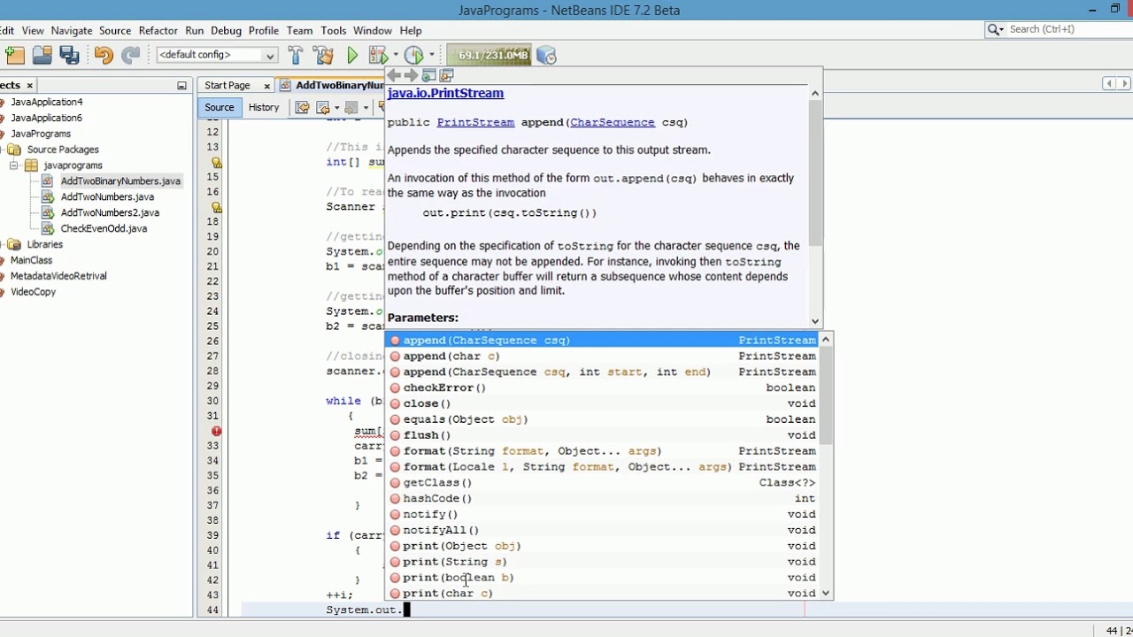Java Program to add two binary numbers