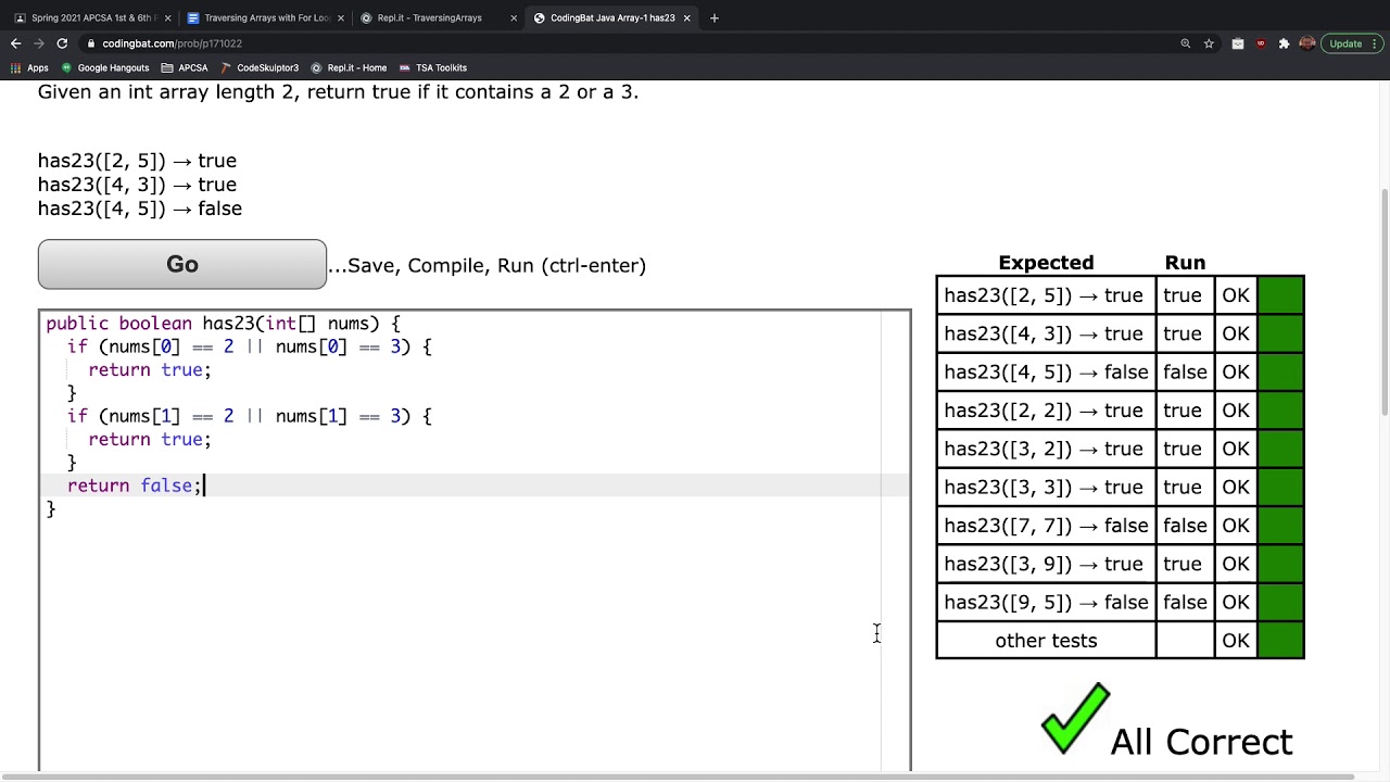 CodingBat Array 1 has23