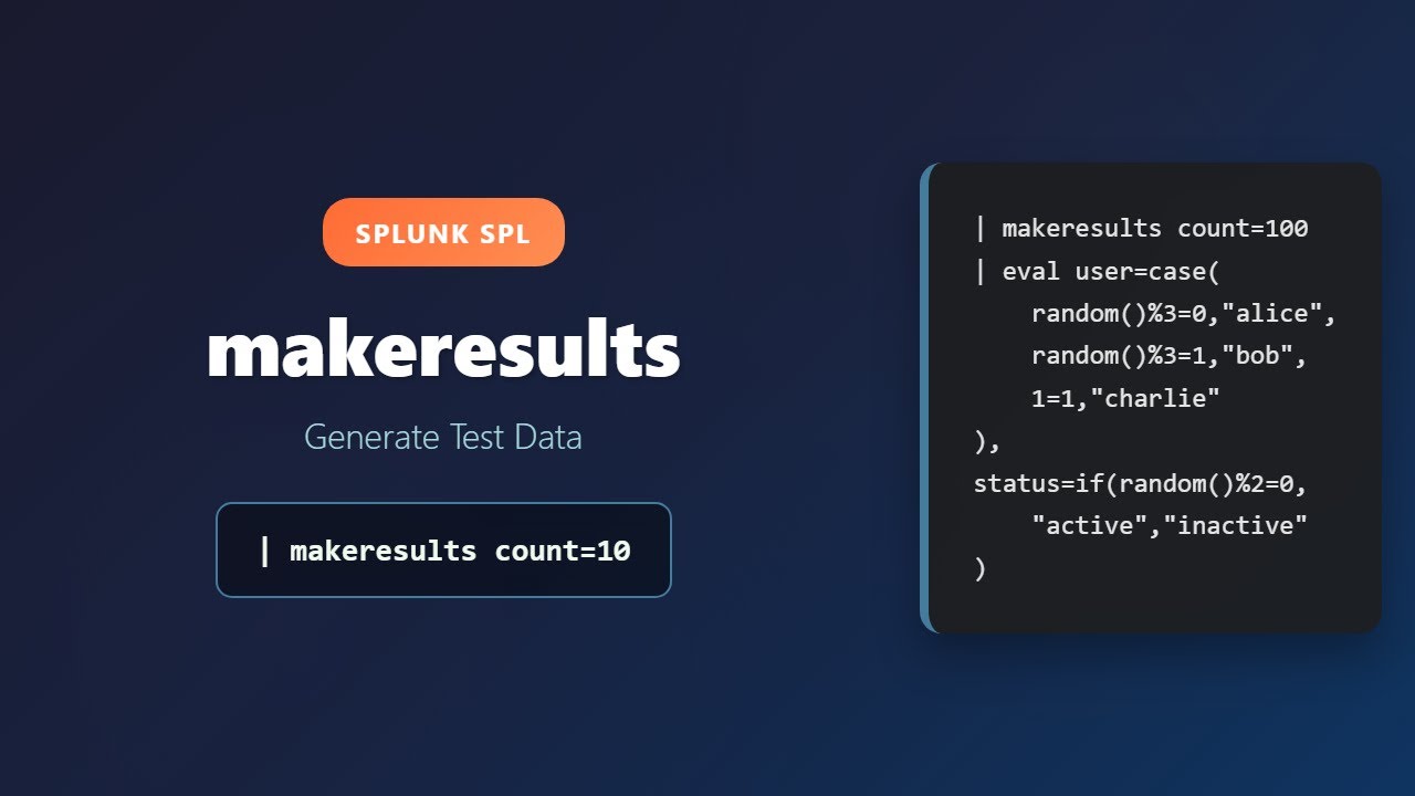 Splunk makeresults Command Tutorial - Generate Test Data for SPL Searches