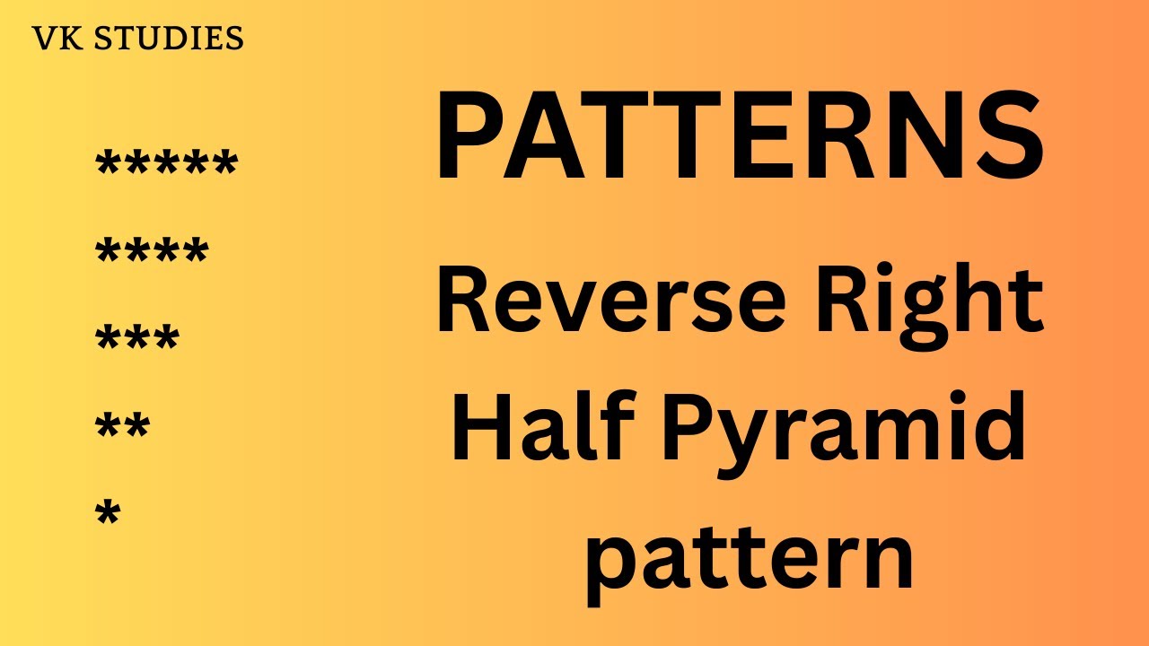 Reverse right half pyramid in java | pattern - 3