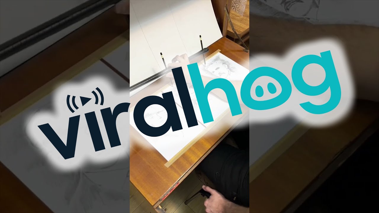 Artist Draws Three Portraits at the Same Time with One Hand || ViralHog