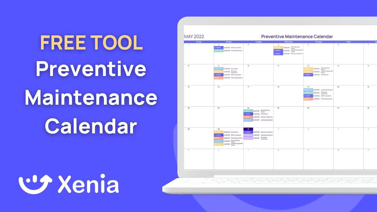 Preventive Maintenance Calendar - Free Tool by Xenia