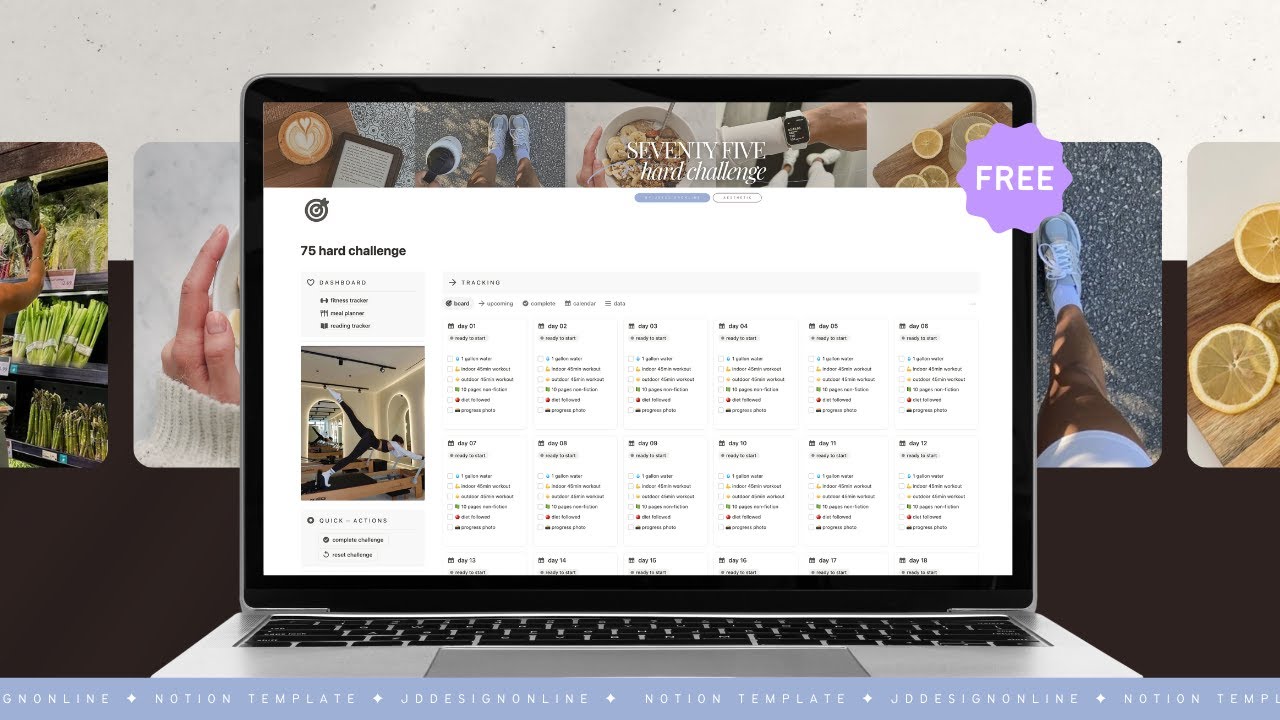 🏋️‍♀️ my FREE 75 day fitness challenge tracker 💪✨📆 (daily log, progress tracker & day countdown)