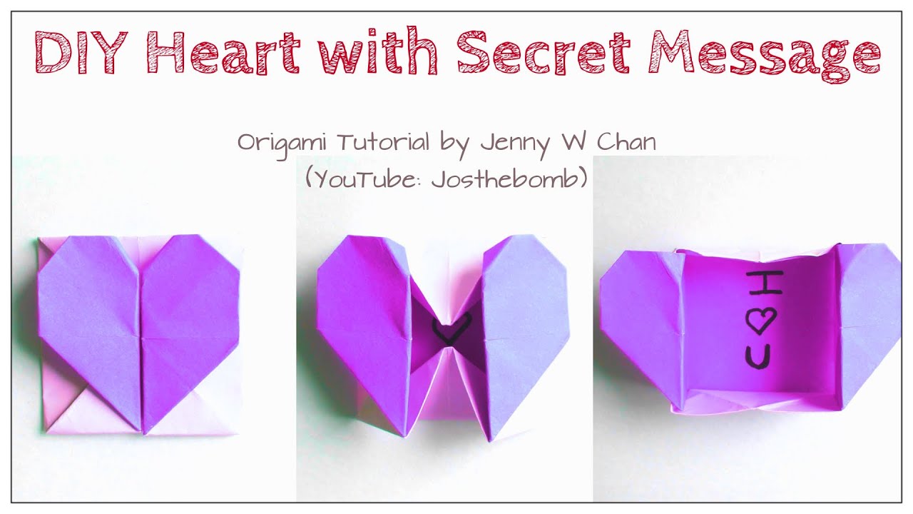 DIY Origami Heart Box & Envelope with Secret Message - Pop-Up Heart