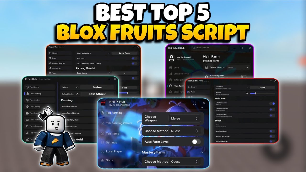 [ TOP 5 ] Blox Fruits Script No Key - Auto Farm, Auto Raid, Auto Trial V4, Sea Events & More