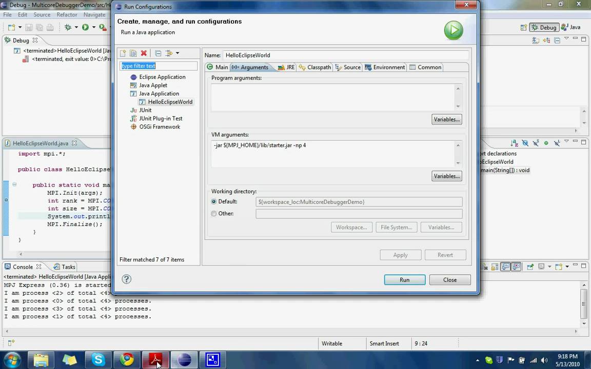 Debugging MPJ Express Parallel Java Applications Using Eclipse IDE