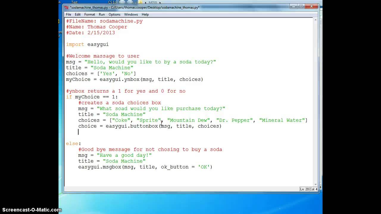 Python Soda Machine - Part 1