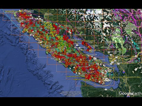 GOLD OCCURANCES on Vancouver Island. WITH GOOGLE EARTH DATASET LINKS