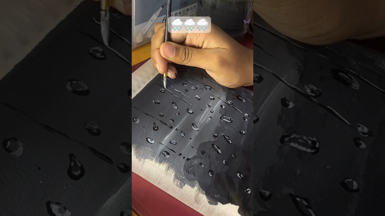 Easy Raindrops Painting🌧️❤️#acrylicpainting #rain #shorts #youtubeshorts #fyp