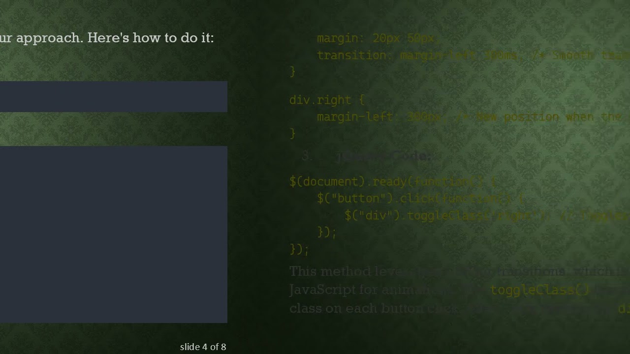 Animating a Div Left and Right Using CSS Margins in jQuery