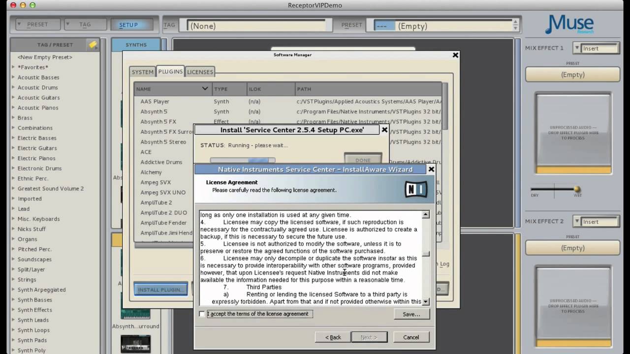 Installing Previous Versions of NI Service Center on Your Receptor