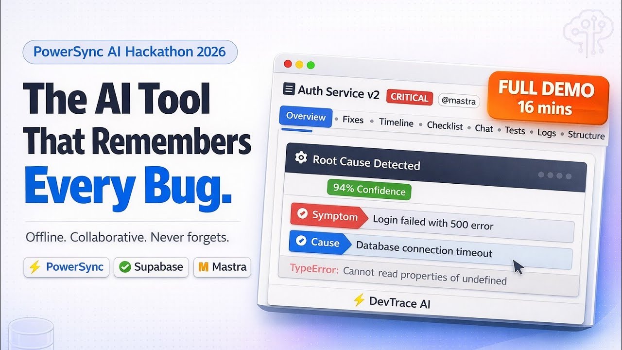 DevTrace AI - AI Powered Team Debugging Assistant | PowerSync AI Hackathon 2026