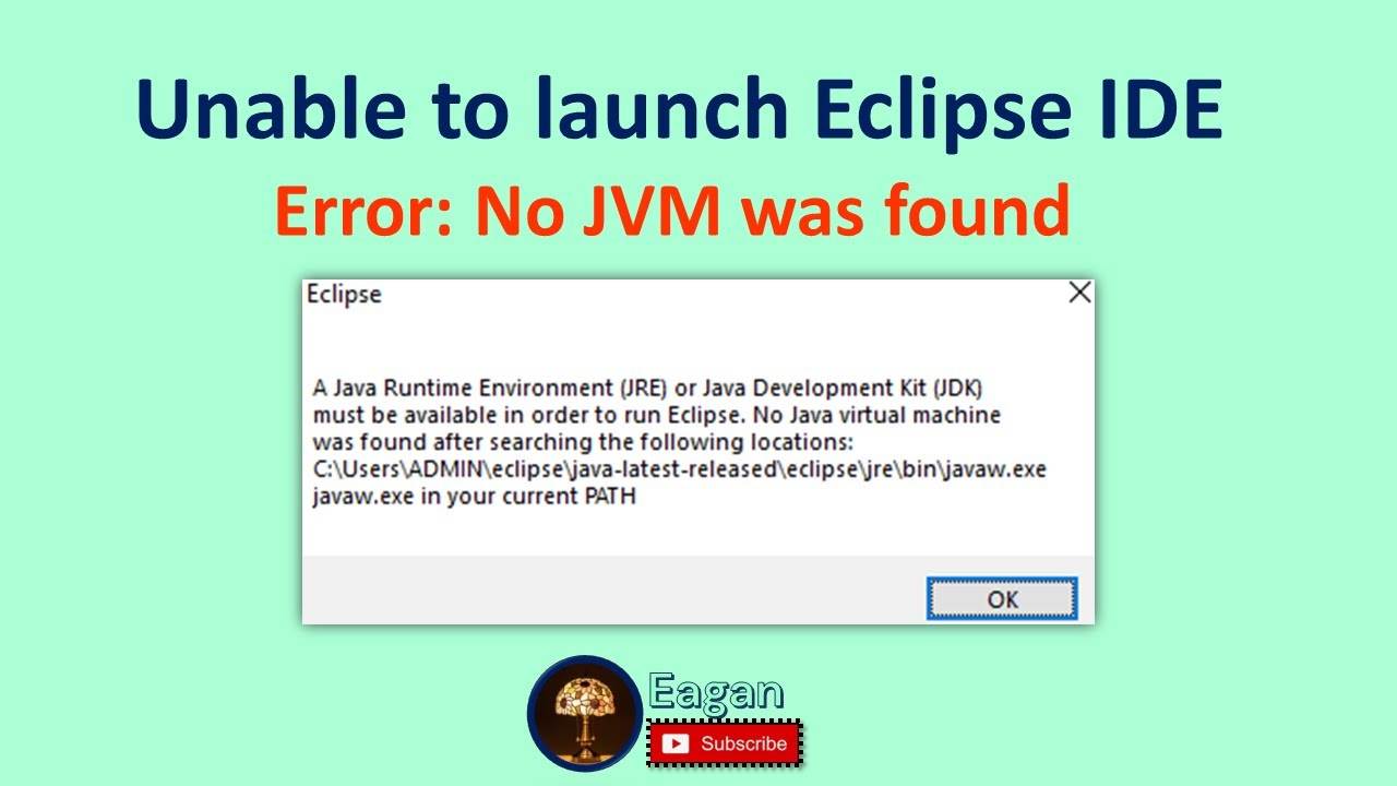 How to fix Eclipse Issue: Unable to launch Eclipse IDE. Error: No JVM was found #eclipse #java#ide