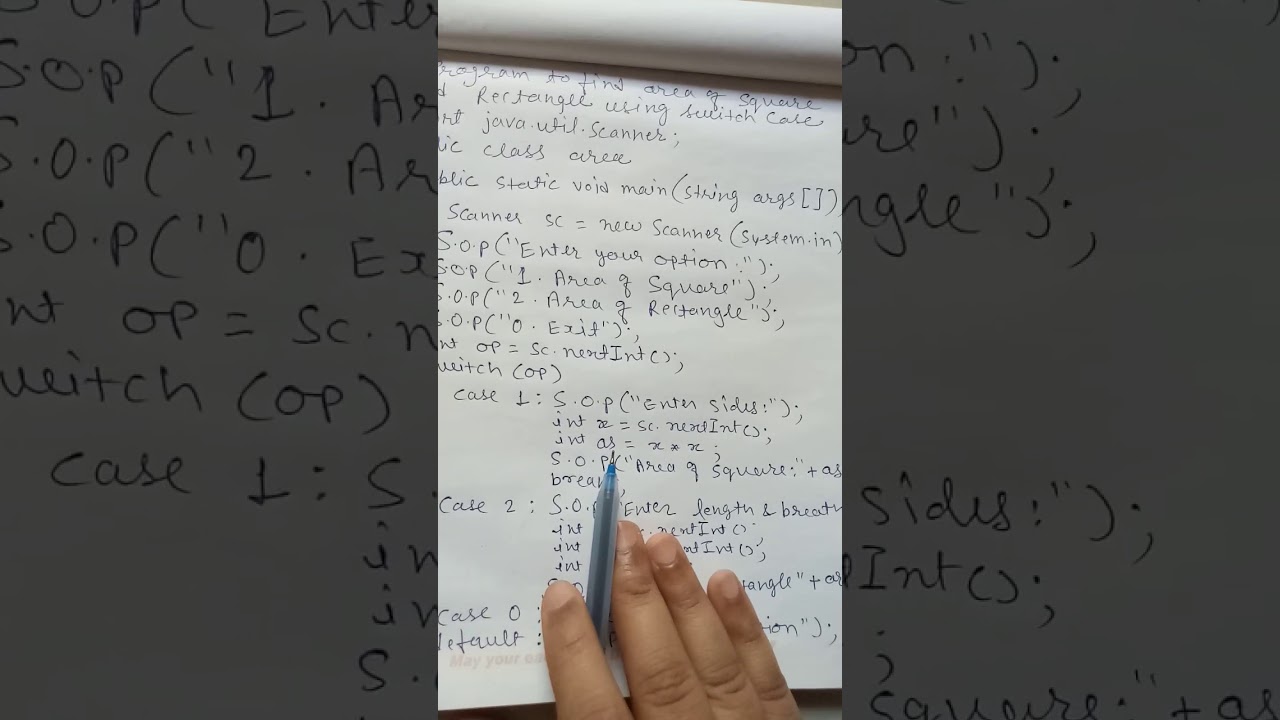 Program to find area of square and rectangle in java