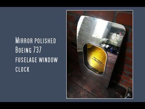 Stripped/polished Boeing 737 Window Fuselage section wall clock art piece