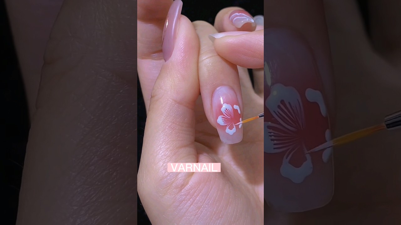 Spring Nails: How To Paint Cherry Blossom 🌸#nailart #varnail #naildesign
