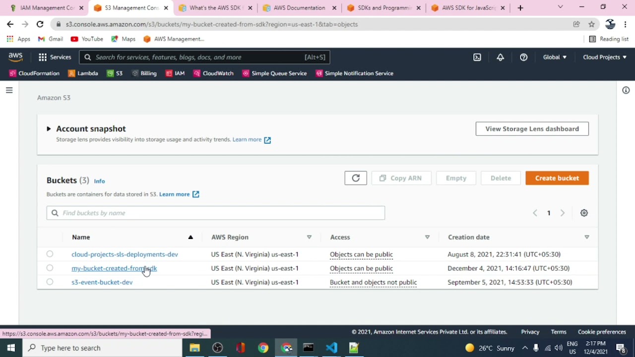 Getting Started with AWS SDK - S3 Bucket operations using Node Js