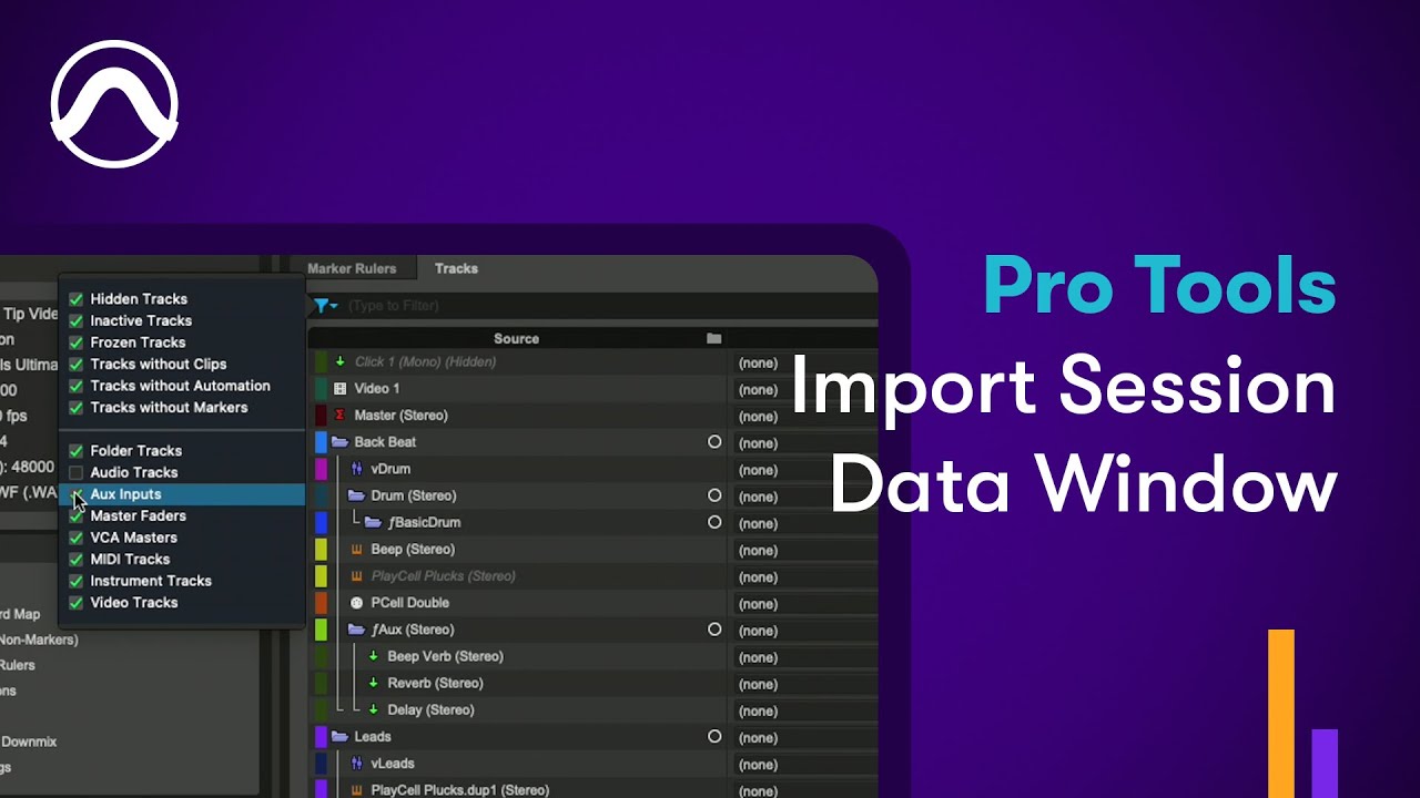 Pro Tools Import Session Data Window