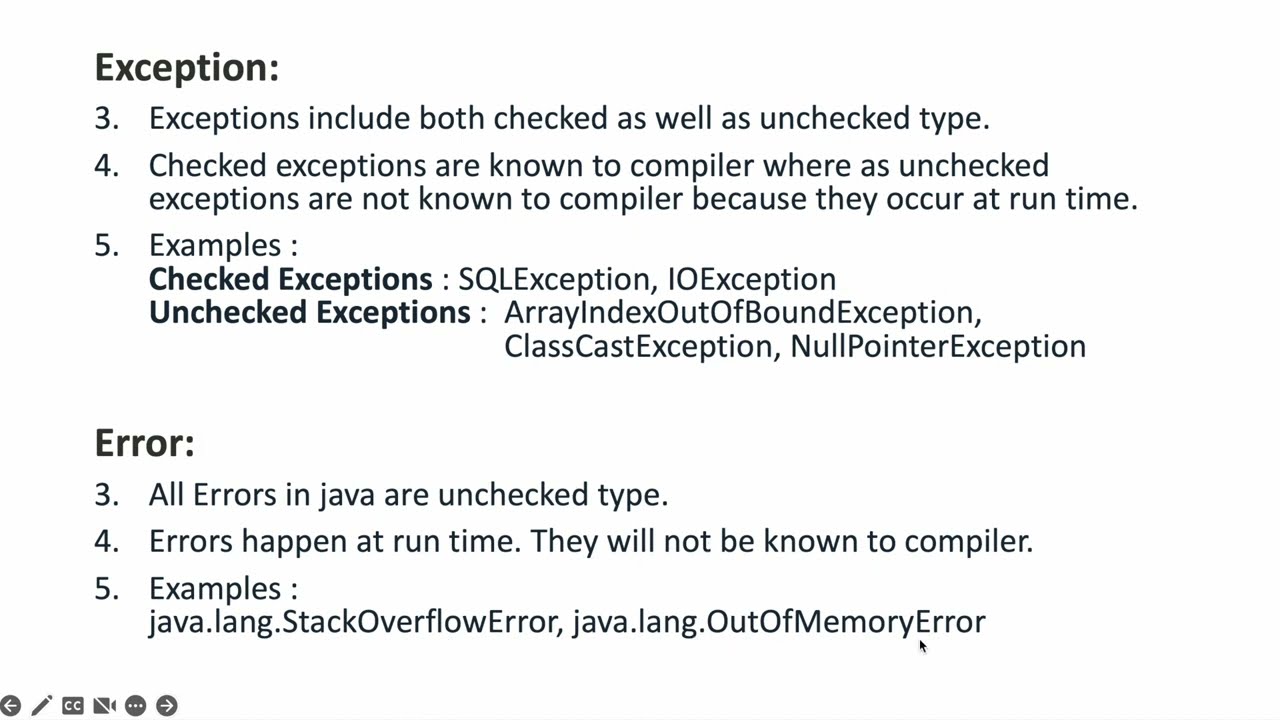 Difference between Exception and Error in java #exceptionhandling