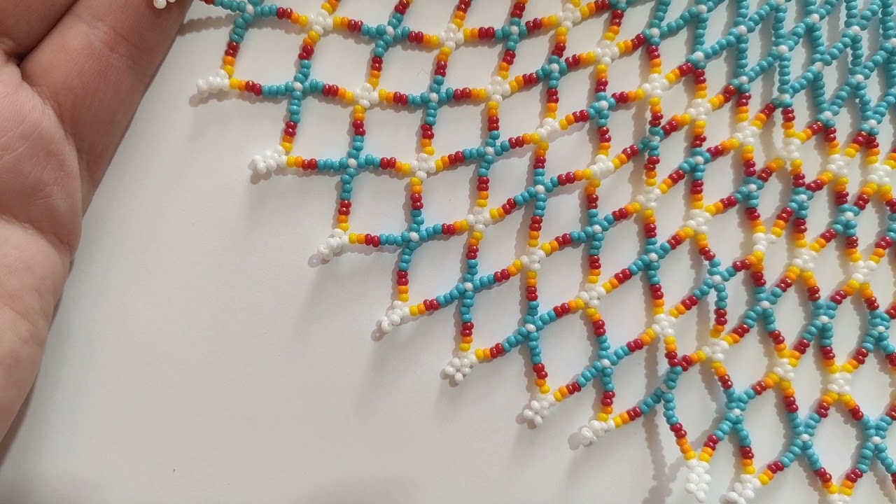 Seed bead necklace. Collar necklace. Native american necklace. Beadwork pattern.