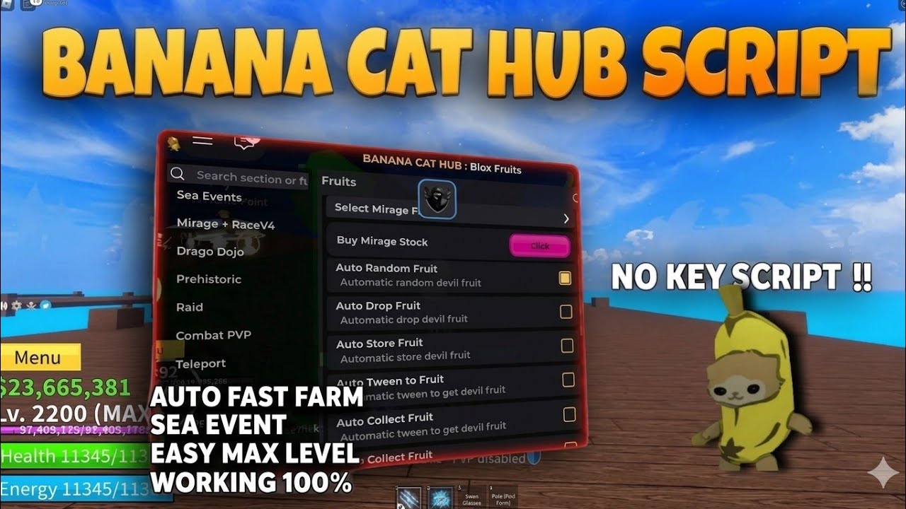 🍌 NEW Banana Cat Hub Script NO KEY (2026) | BEST Blox Fruits Script