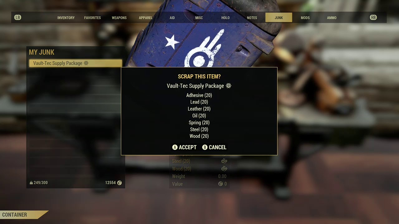 Fallout 76 vault-tech supply package rewards