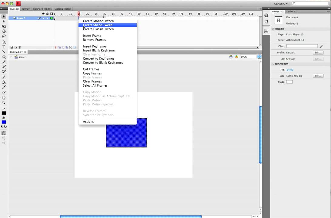 Flash CS4: Basic Shape Tween