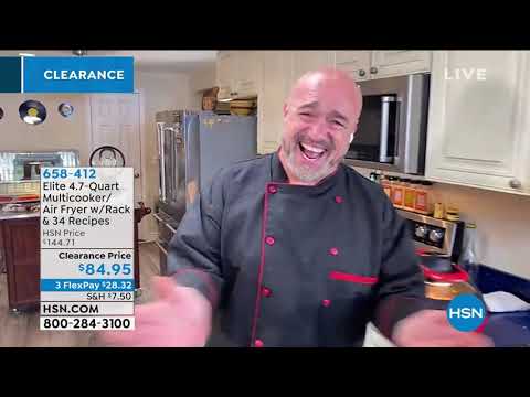 Elite 4.7Quart Multicooker/Air Fryer with Rack and 34 Re...