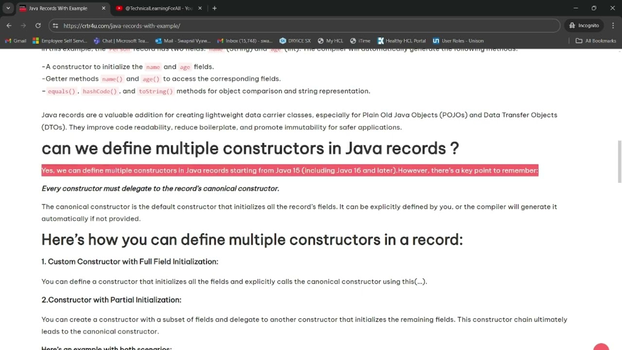 Java Records Latest Java Feature|| Records In Java