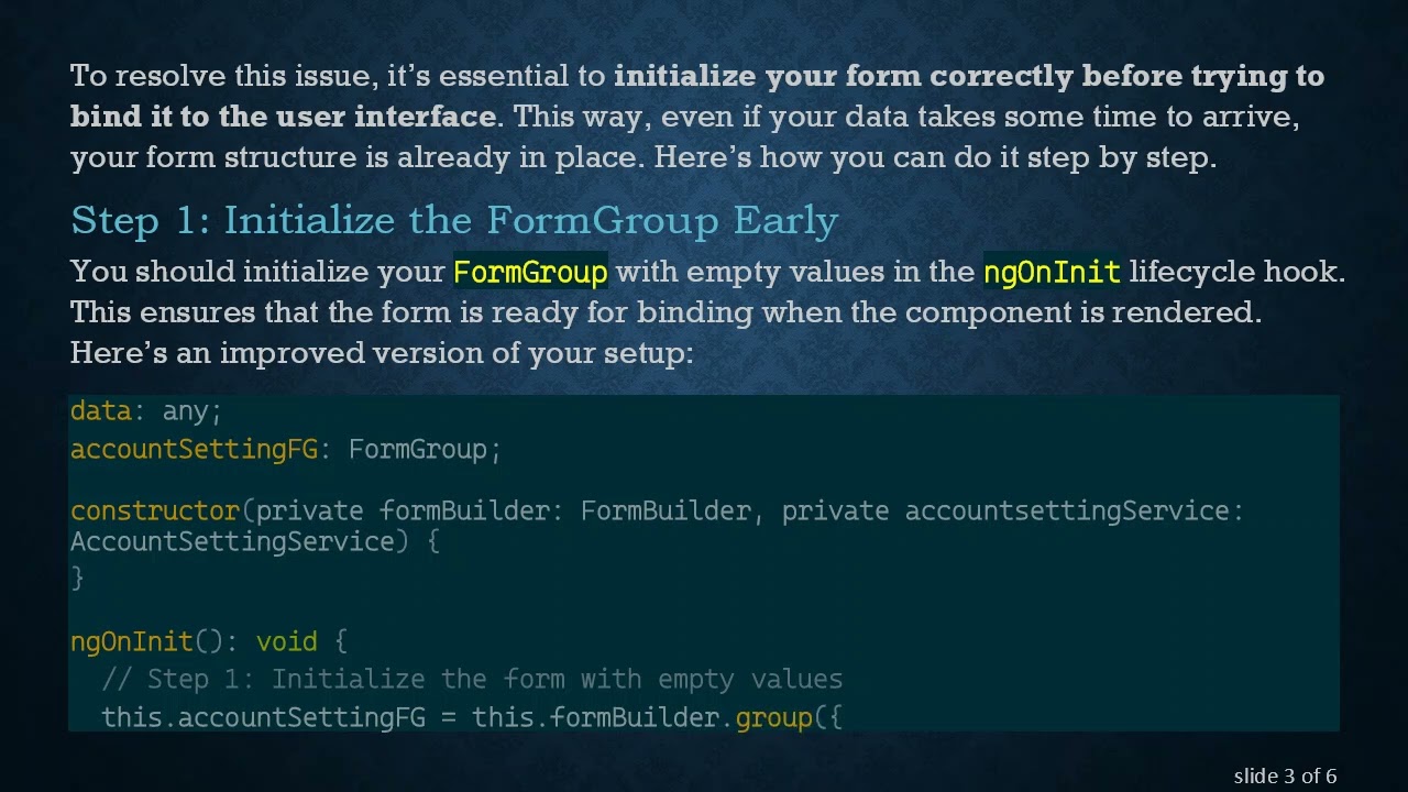 Solving the Angular formGroup Initialization Error