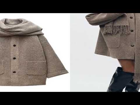 TRAF Women's Knitted Cardigan with Scarf Slim Casual Jacket Long Sleeve Patchwork Pocket Jacket Eleg