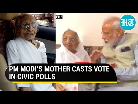 Watch: PM Modi's mother casts vote in Gandhinagar Municipal Corporation elections | Gujarat