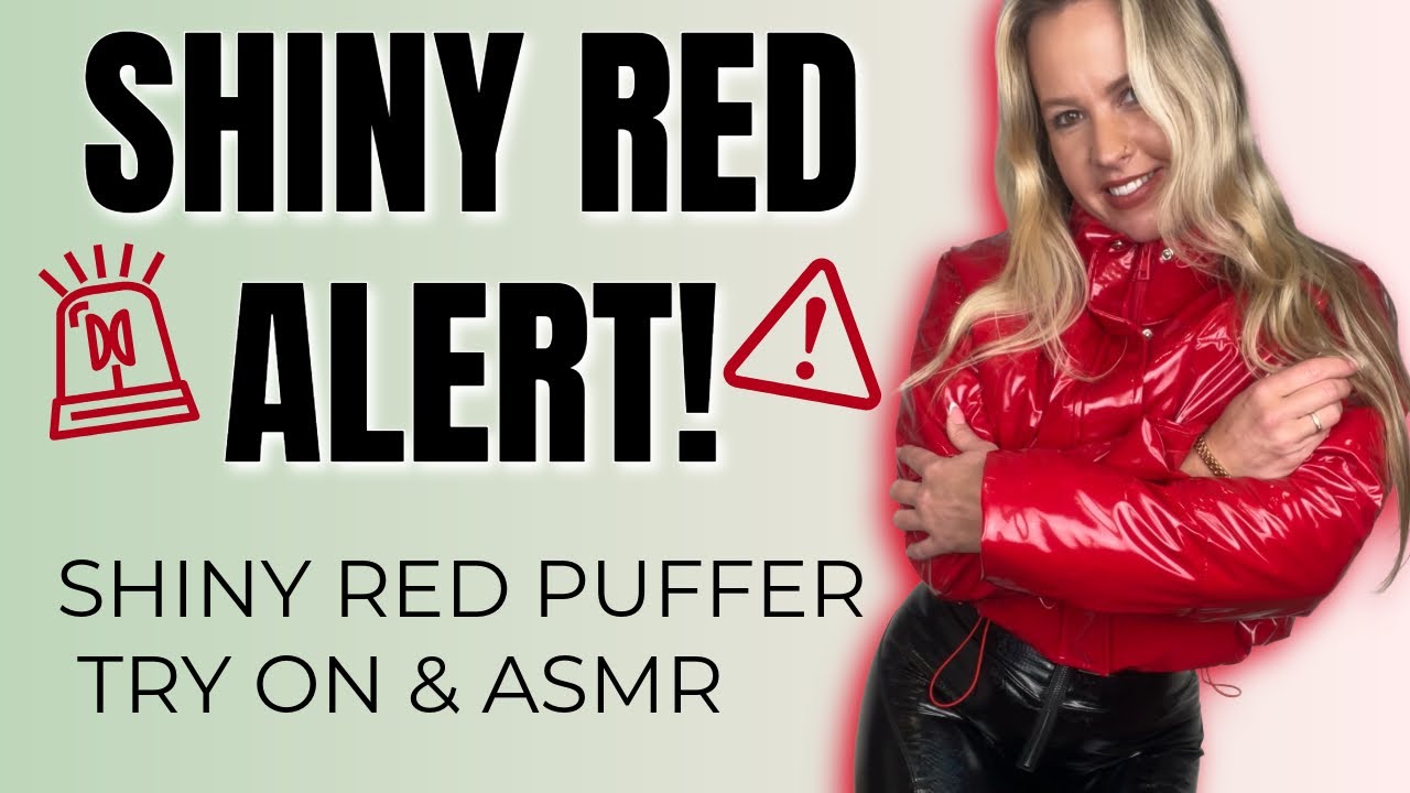 Shiny Red Puffer Jacket ❤️✨ | Try-On ASMR & OOTD