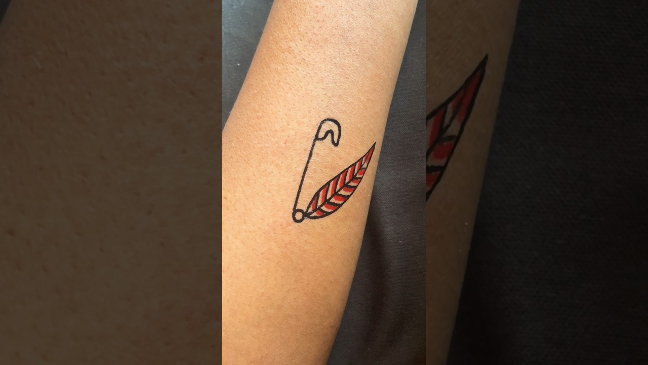 Pin and leaf 🍃 tattoo trick #shorts #tattoo #trending