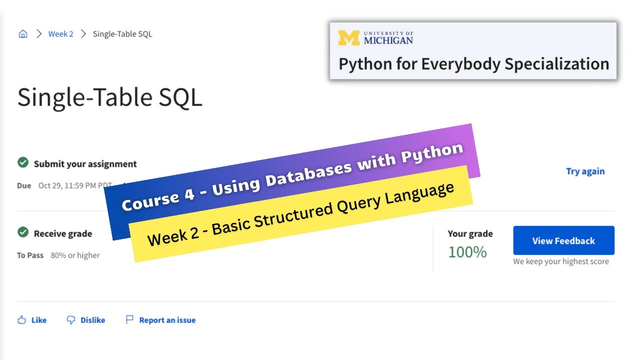 using databases with python week 2 assignment || Python for Everybody Specialization