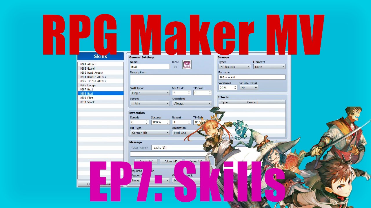 RPG Maker MV - Tutorial Ep.7 - Skills