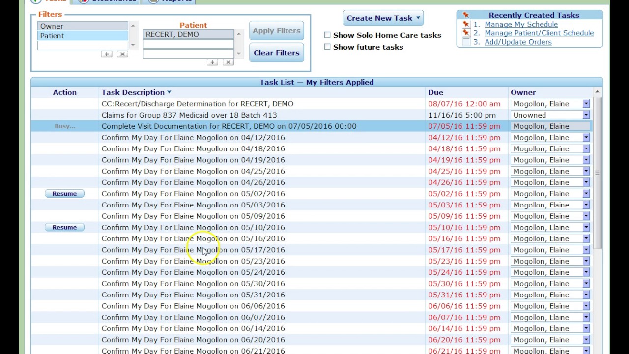 Complete Visit Documentation task